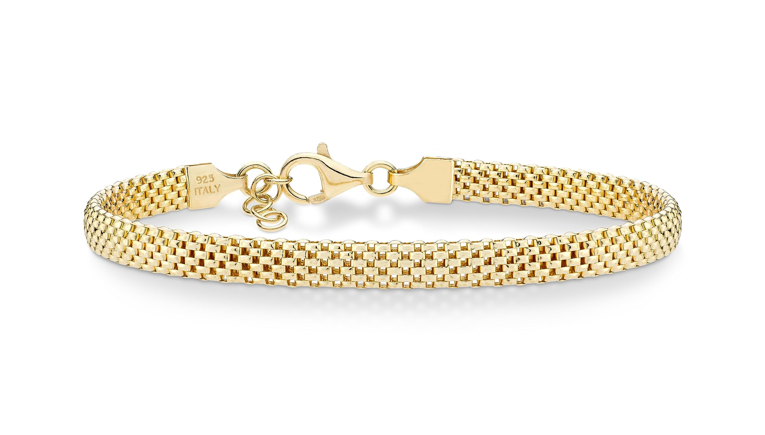 Miabella 18K Gold Over Sterling Silver Italian 5mm Mesh Link Chain ...