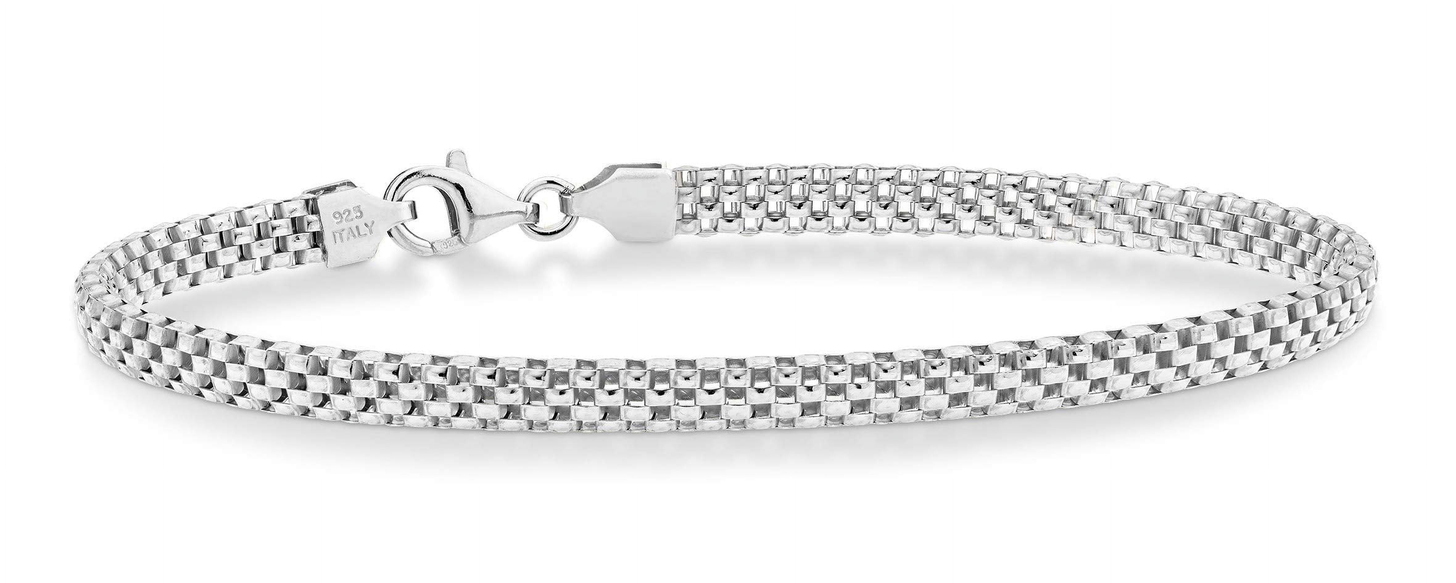 Miabella 925 Sterling Silver Italian 4mm Mesh Link Chain Bracelet for ...