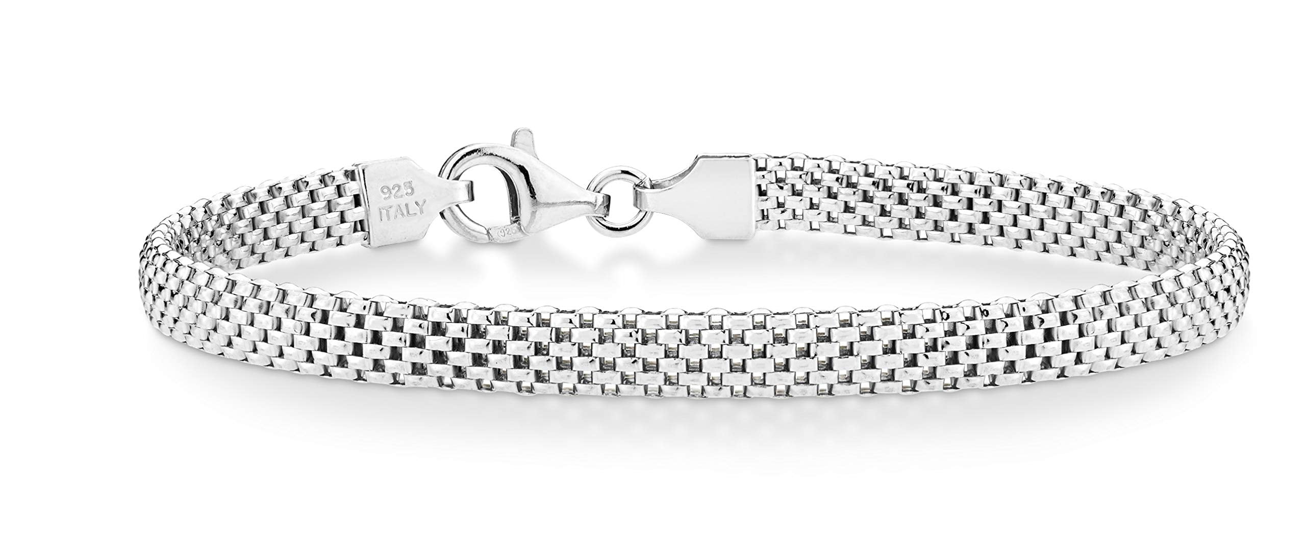 Miabella 925 Sterling Silver Italian 5mm Mesh Link Chain Bracelet for ...