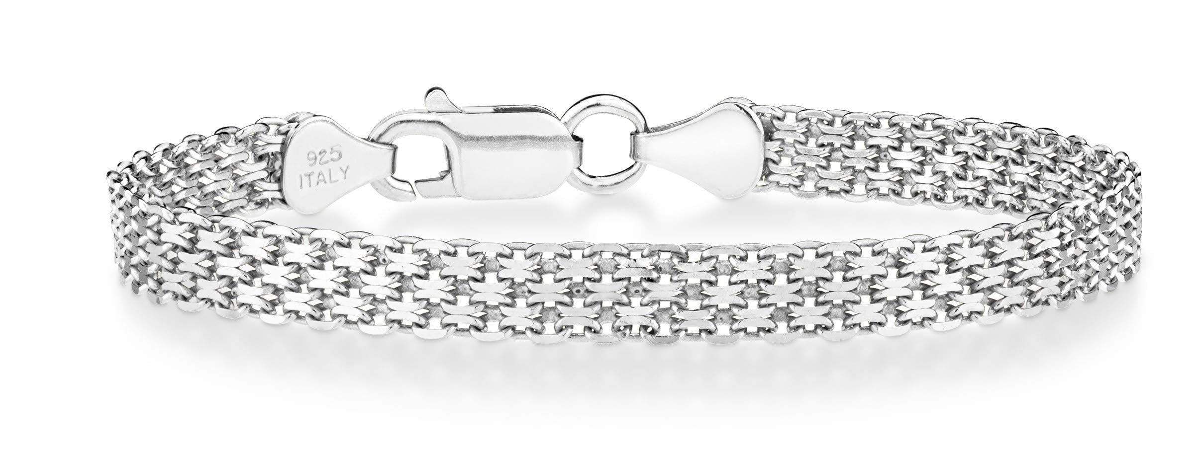 Miabella 925 Sterling Silver Italian 6mm Solid Bismark Mesh Link Chain ...