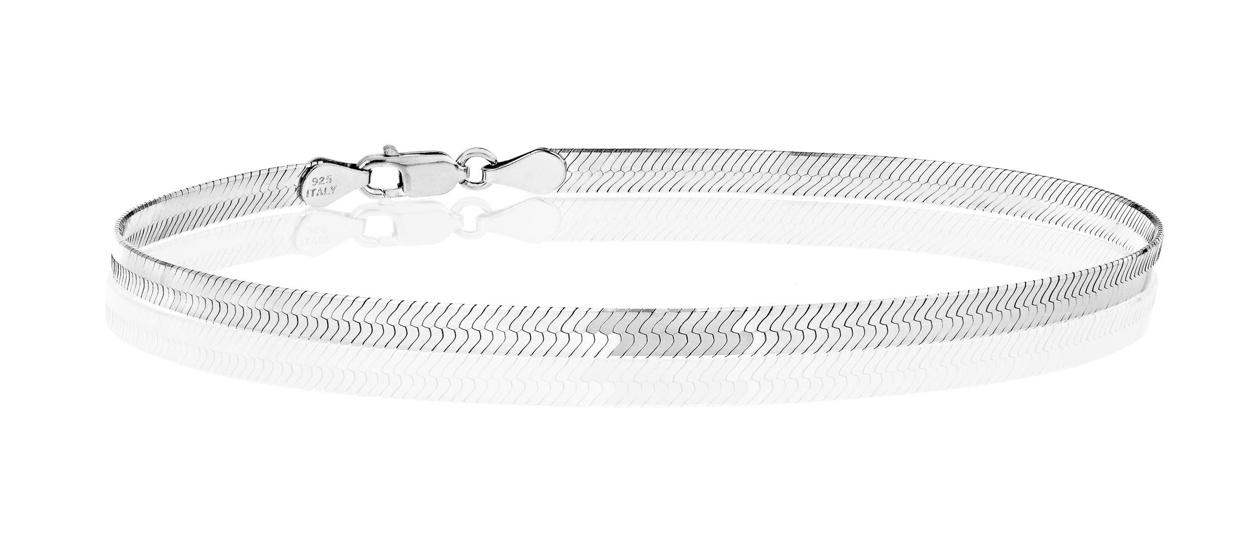 Miabella 925 Sterling Silver Italian Solid 3.5mm Flexible Flat ...