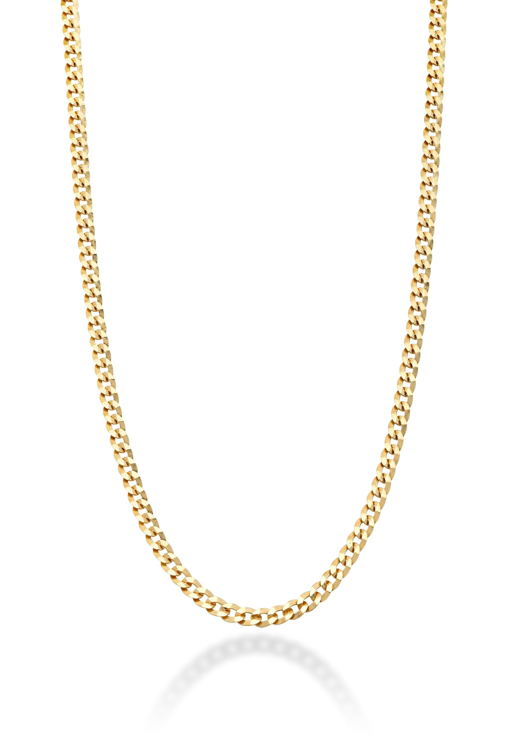 Miabella Italian 18K Gold Over 925 Sterling Silver 2.3mm Curb Cuban ...