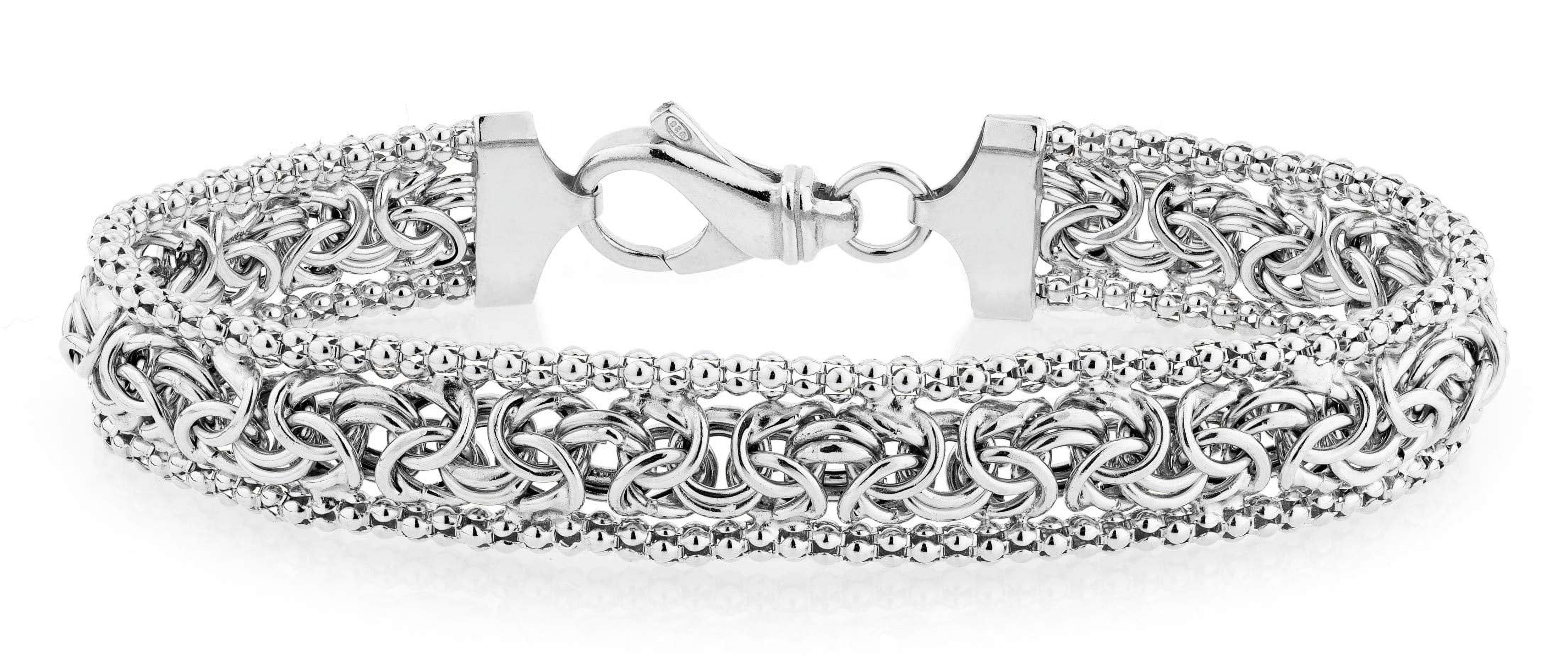Miabella Italian 925 Sterling Silver Byzantine Beaded Mesh Link Chain ...