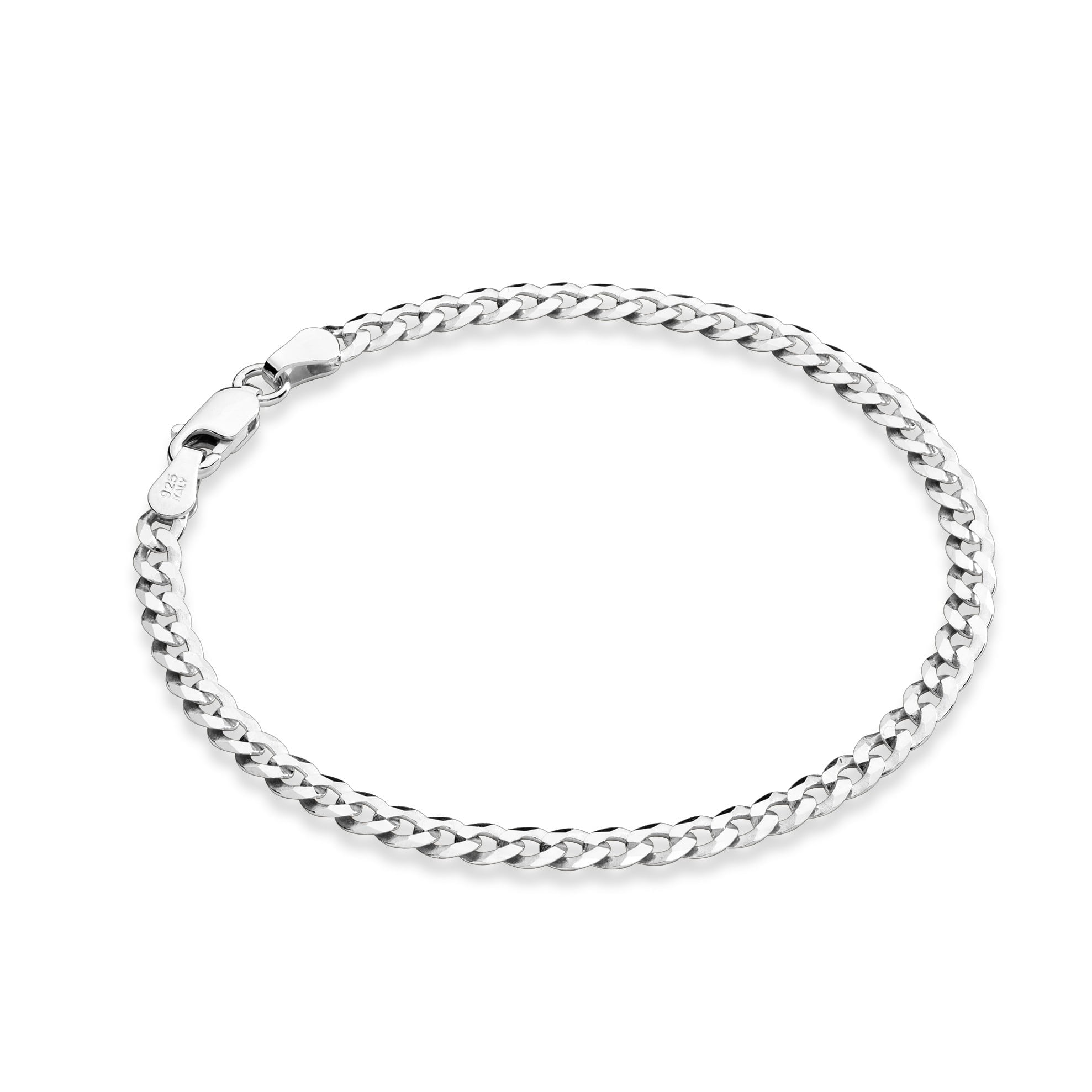 Miabella Italian Solid 925 Sterling Silver 3.5mm Diamond Cut Cuban ...