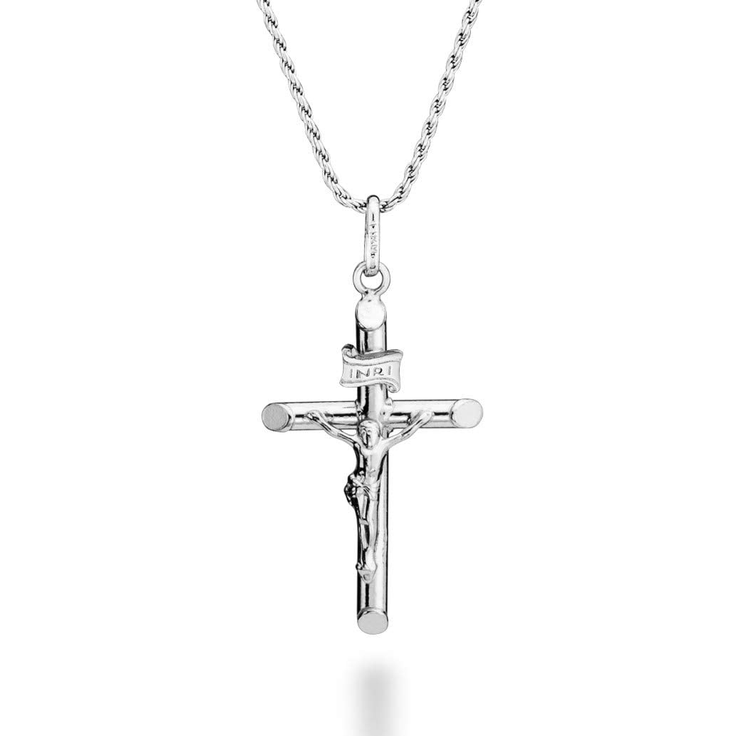 Miabella Rhodium Plated 925 Sterling Silver Small or Large Crucifix ...