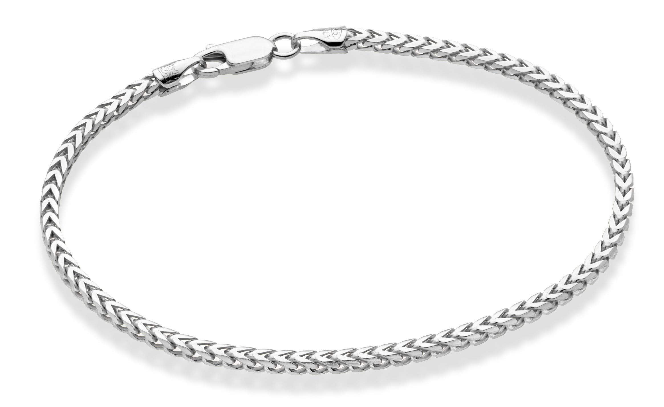 Miabella Solid 925 Sterling Silver Italian 2.5mm Franco Square Box Link ...