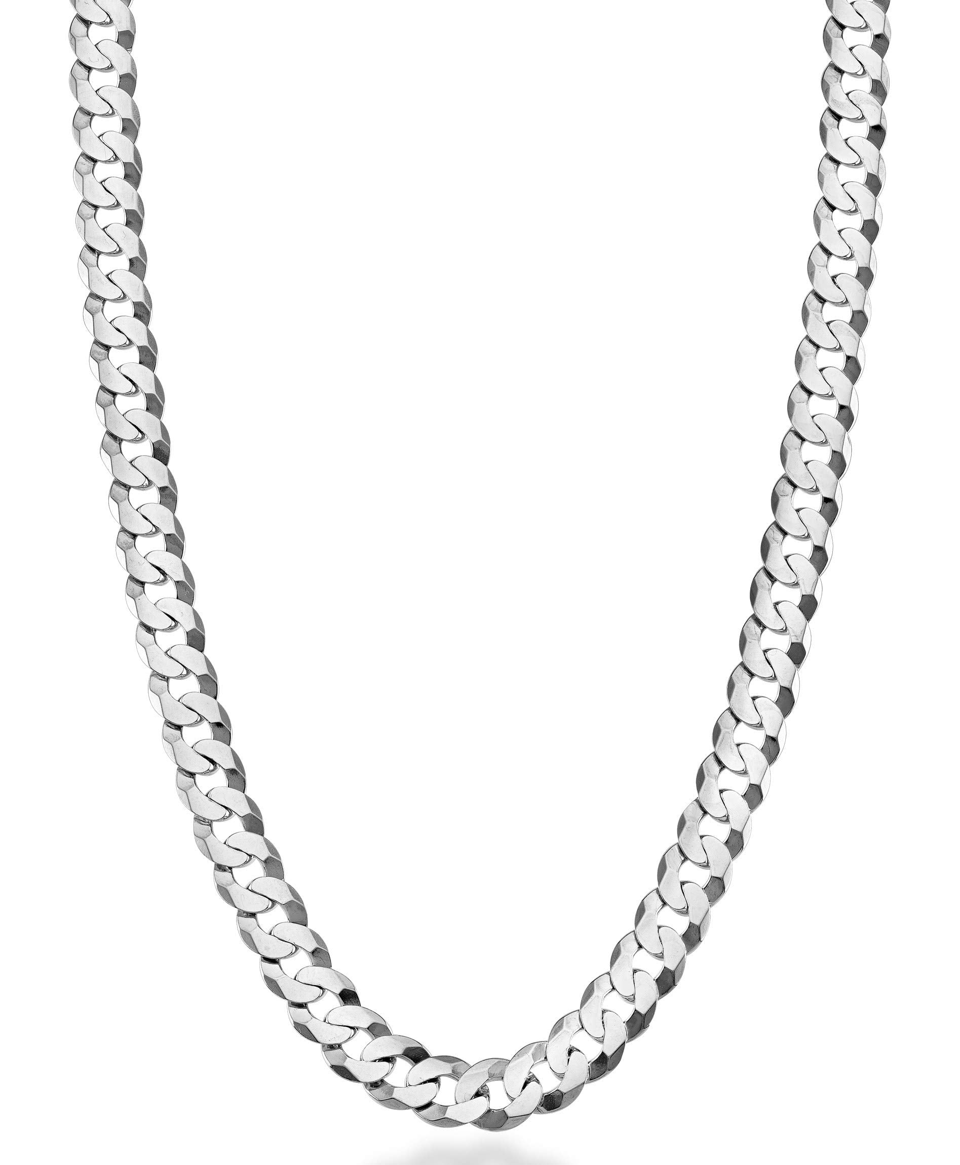Miabella Solid 925 Sterling Silver Italian 7mm Diamond Cut Cuban Link ...