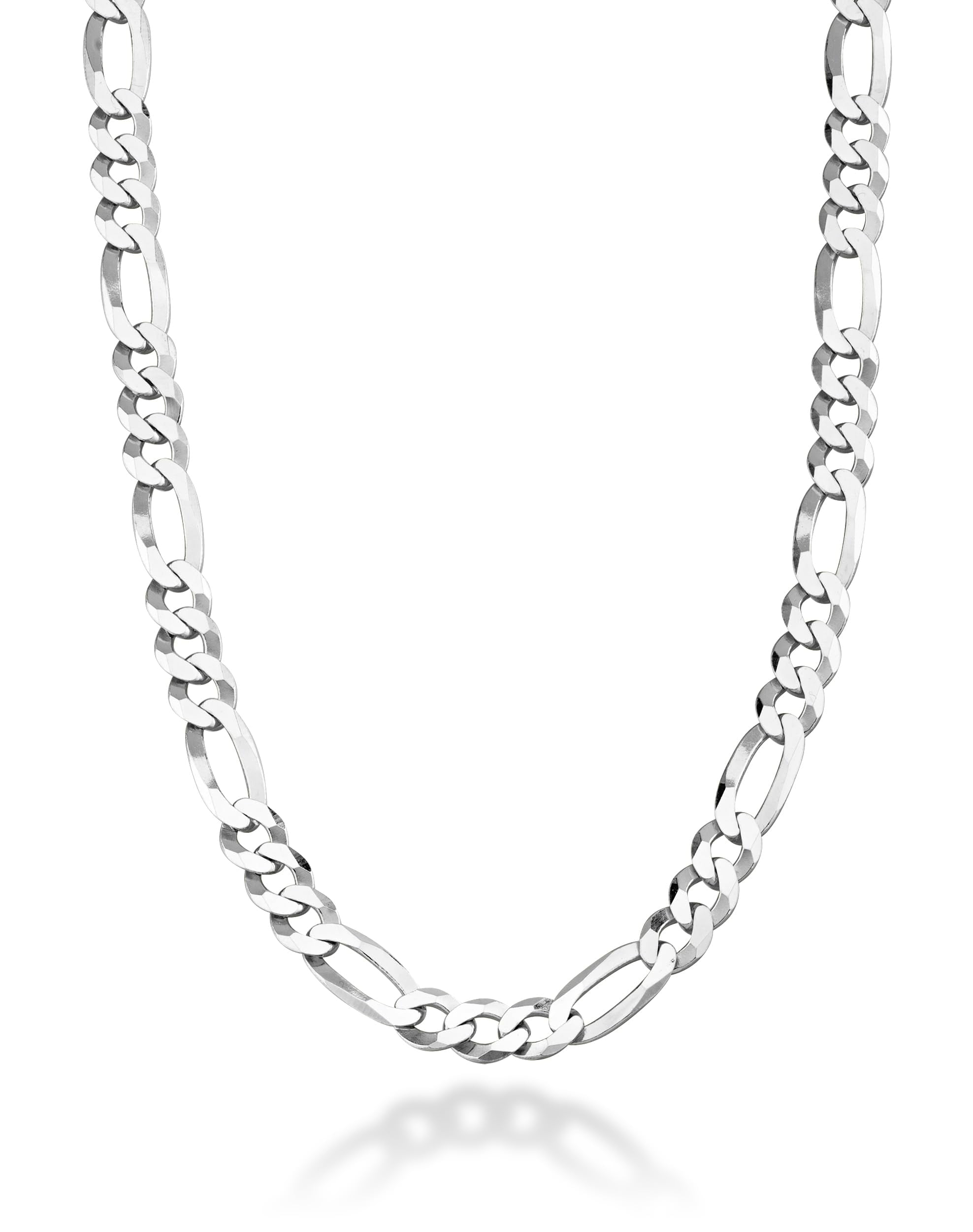 Miabella Solid 925 Sterling Silver Italian 9mm Solid Diamond-Cut Figaro ...