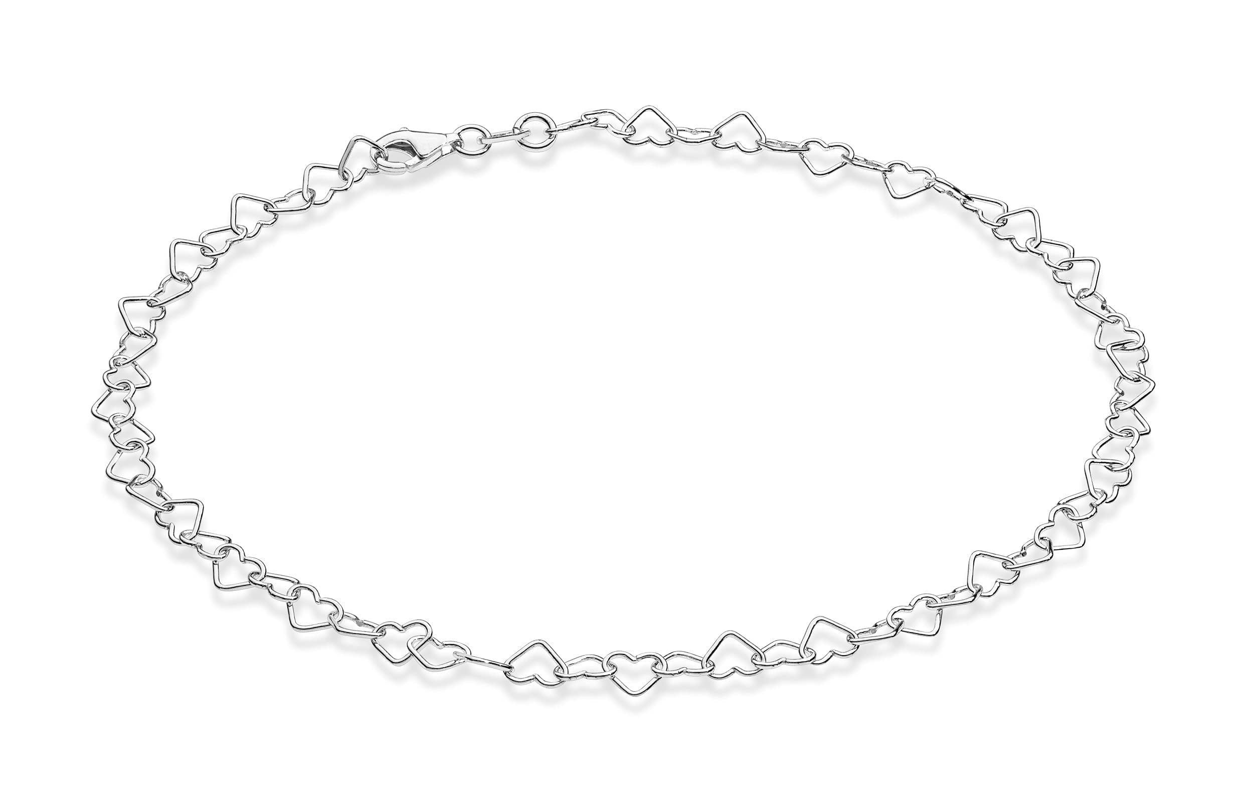 Miabella Sterling Silver Italian Rolo Heart Link Chain Anklet Ankle ...