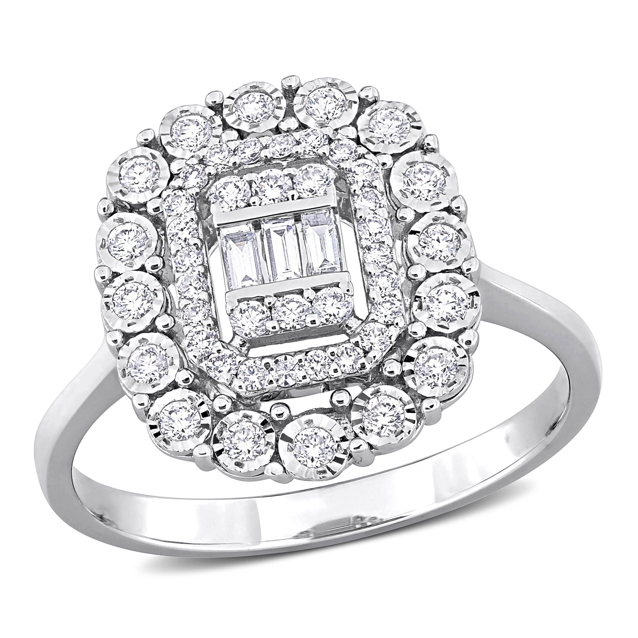 Miabella Women's 1/2CT Parallel Baguette & Round - cut Diamonds 14kt ...