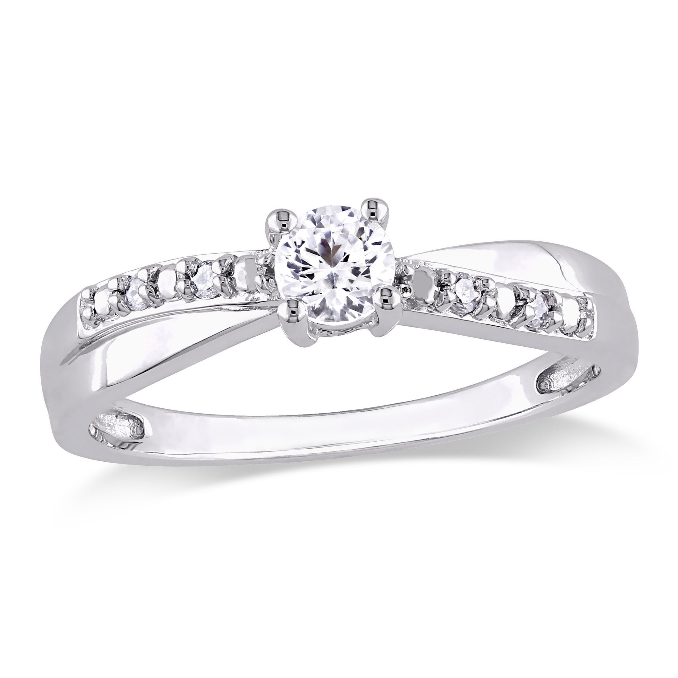 Miabella Women's 1/3 CT. Created Sapphire & Diamond Crossover ...