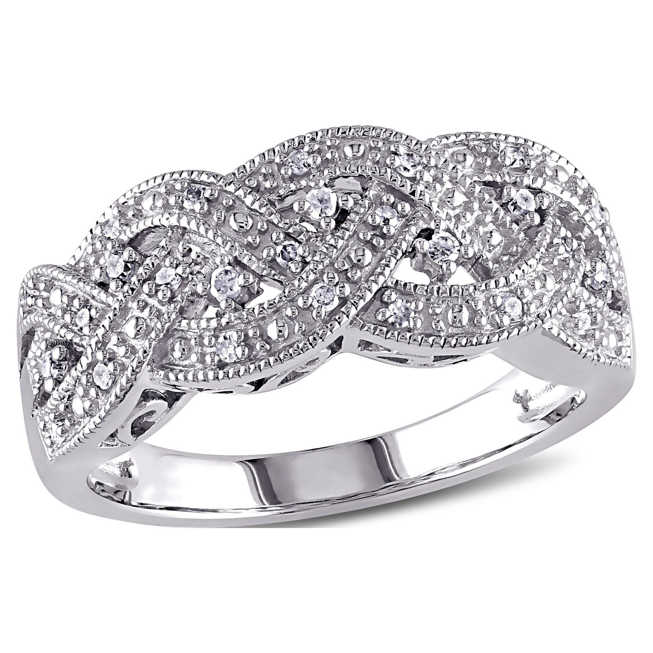 Miabella 1/4 Carat T.W. Diamond Sterling Silver Anniversary Ring ...