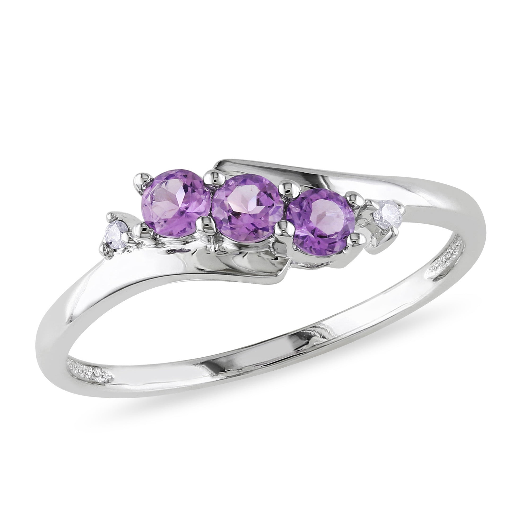 Miabella Women's 3/8 Carat T.G.W. Amethyst and Diamond Accent 10kt ...
