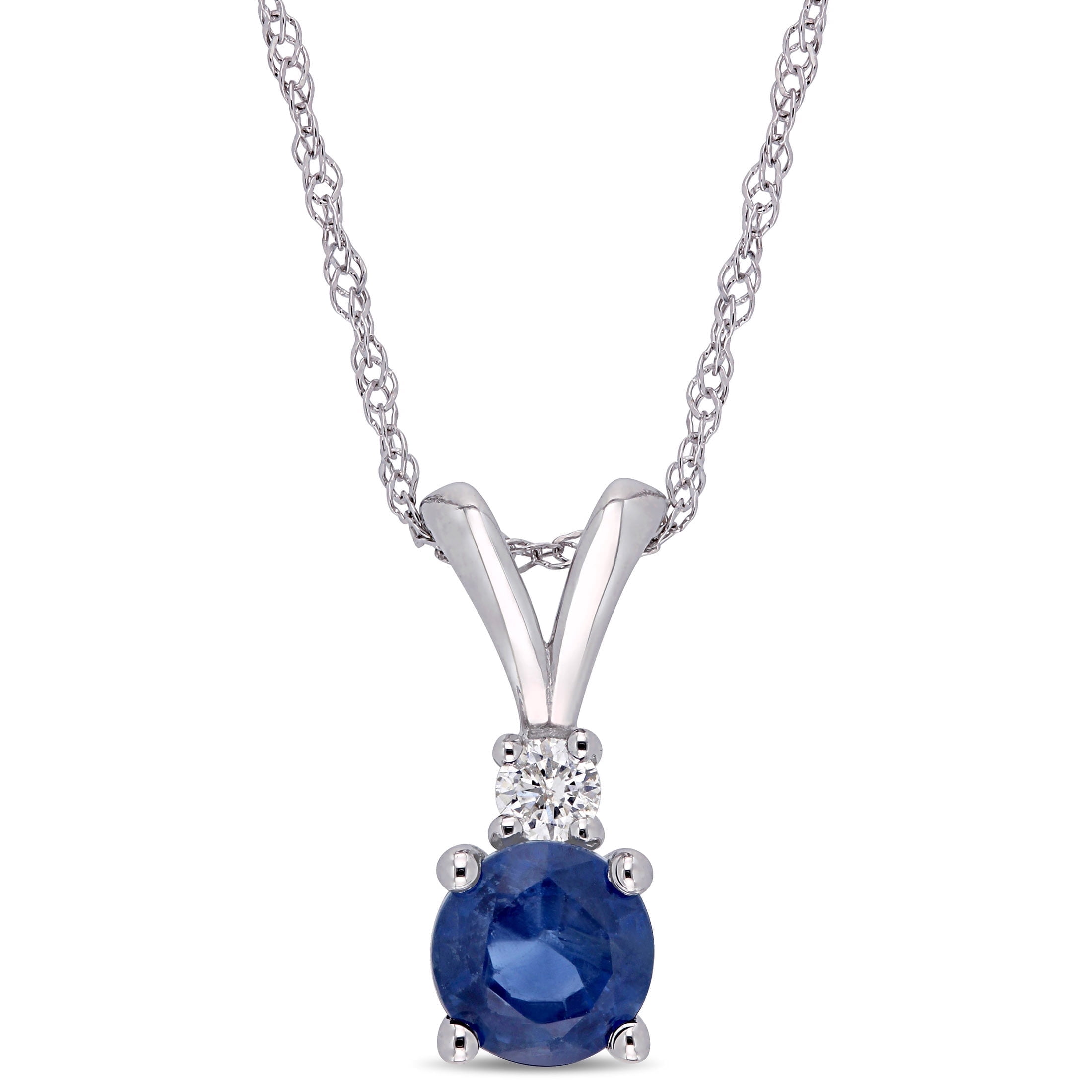 Everly Women's .62CT TGW Sapphire 10k White Gold Pendant - Walmart.com