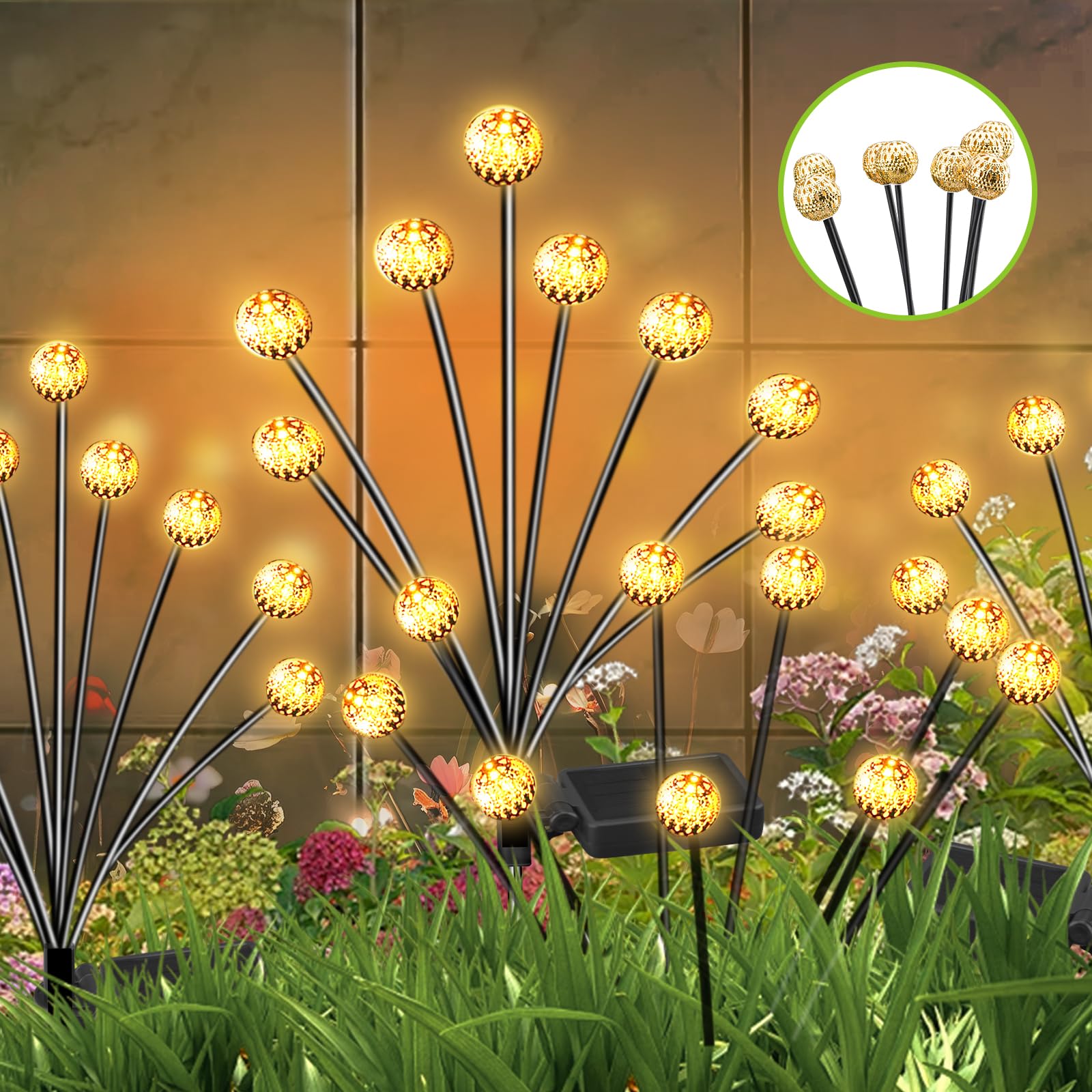 Miady Solar Garden Lights 4-Pack, New Upgraded - Swaying with The Wind ...