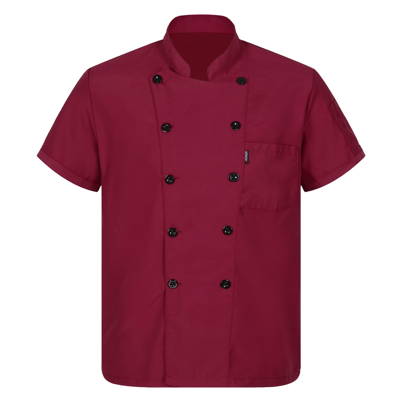 Miaeowve Chef Coat Short Sleeve Double-Breasted Chef Shirt Custom Food ...
