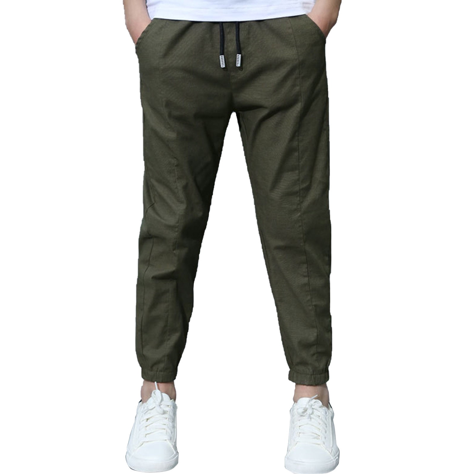 Miaeowve Kids Boys Cargo Pants with Drawstring Elastic Waist Cotton ...