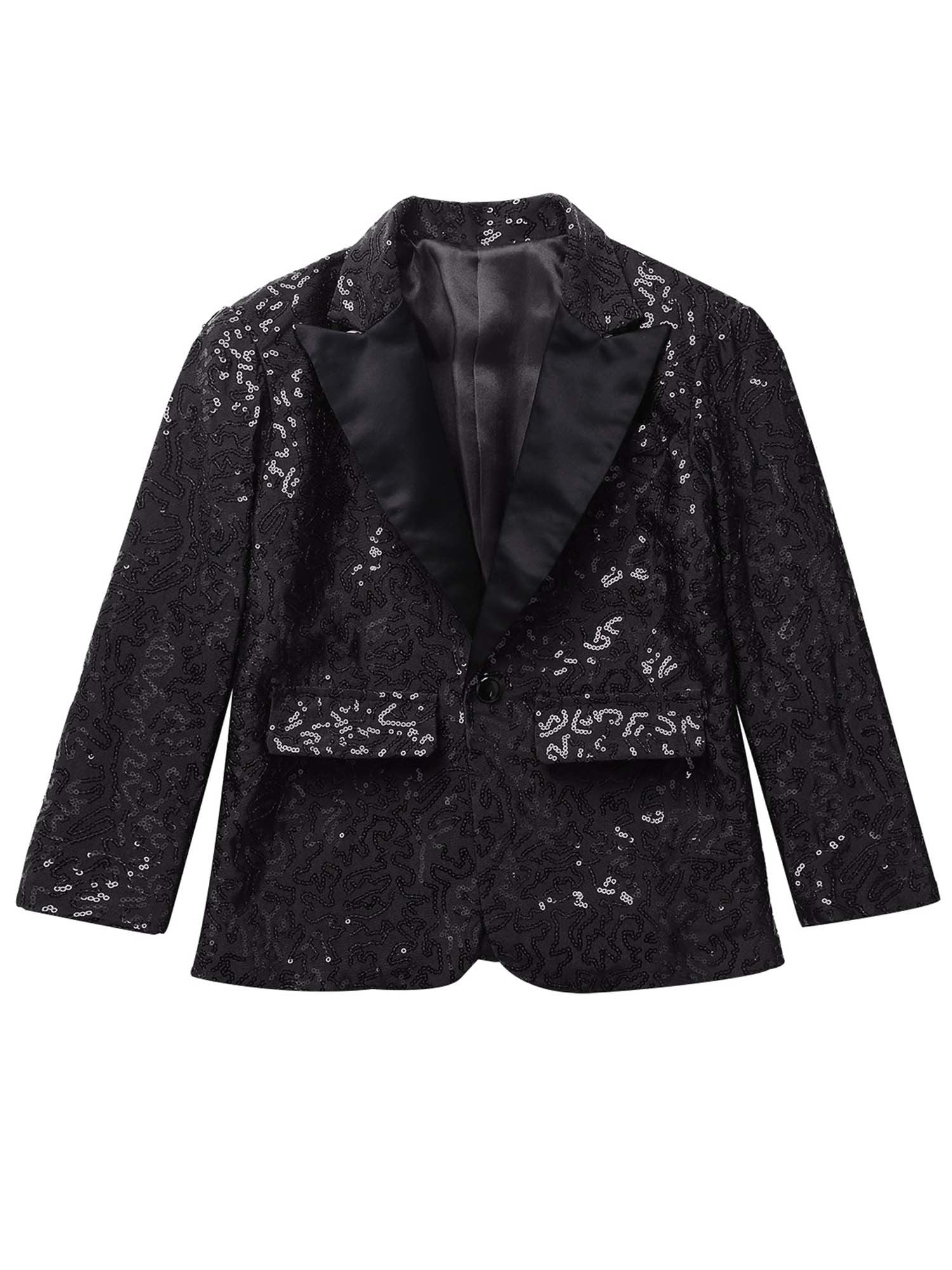 Miaeowve Kids Boys Shiny Sequins Wedding Pageant Tuxedo Suits Blazer ...