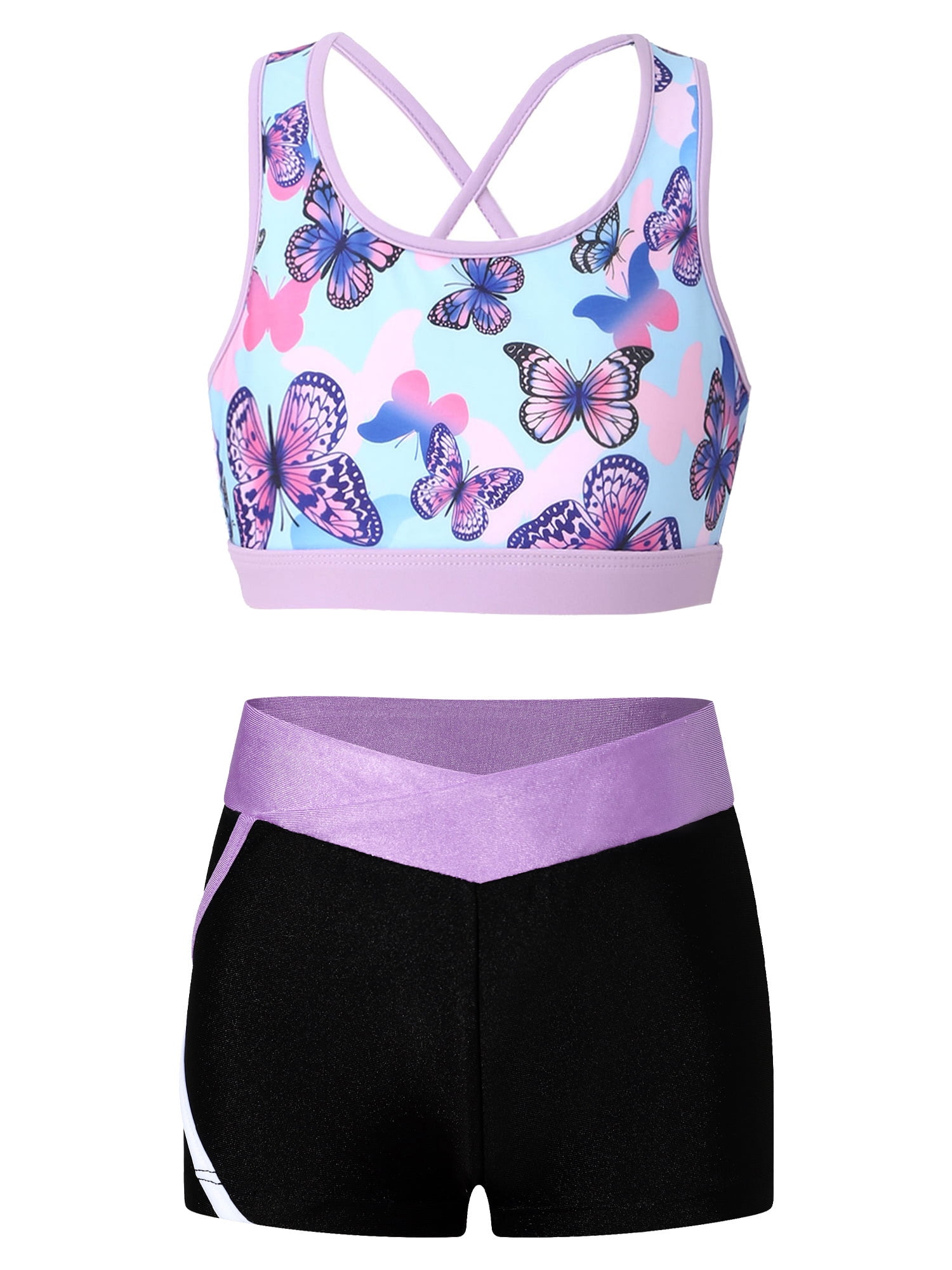 Miaeowve Kids Girls Swim Tankini 2 Piece Swimsuit Beachwear Swimming ...