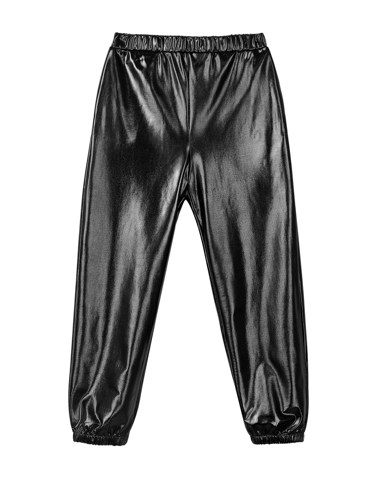 Miaeowve Kids Shiny Metallic Hip Hop Dance Pants for Boys Girls Pull-on ...