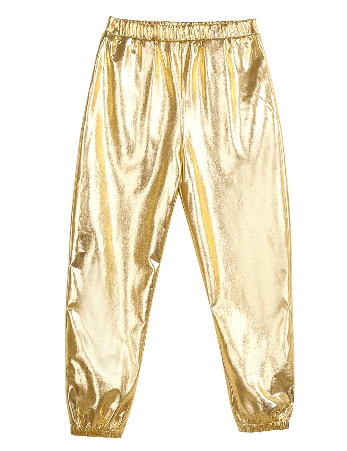 Miaeowve Kids Shiny Metallic Hip Hop Dance Pants for Boys Girls Pull-on ...