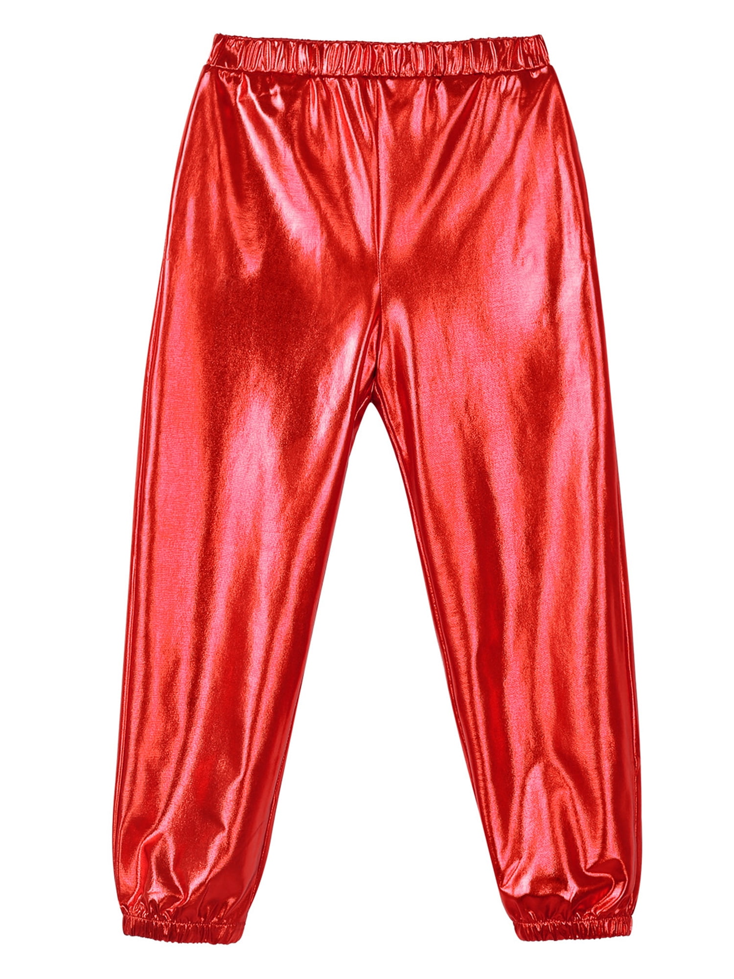 Miaeowve Kids Shiny Metallic Hip Hop Dance Pants for Boys Girls Pull-on ...