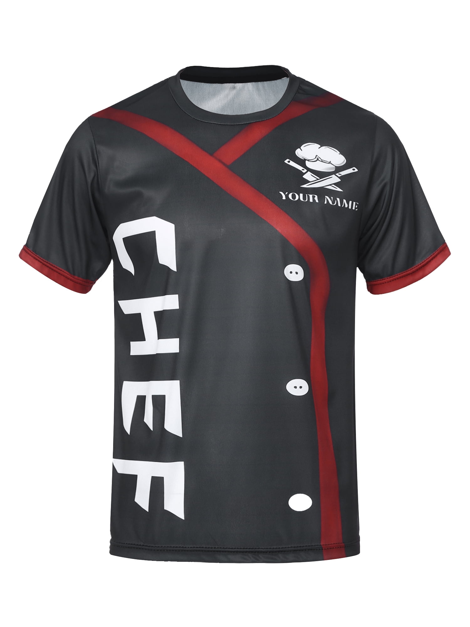 Miaeowve Men's 3D Printed Chef Shirts Short Sleeve Cooking T-shirts ...