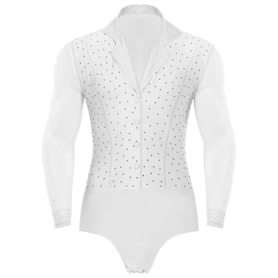Miaeowve Men's Ballroom Latin Tango Dance Leotard Sparkly Sheer Mesh ...