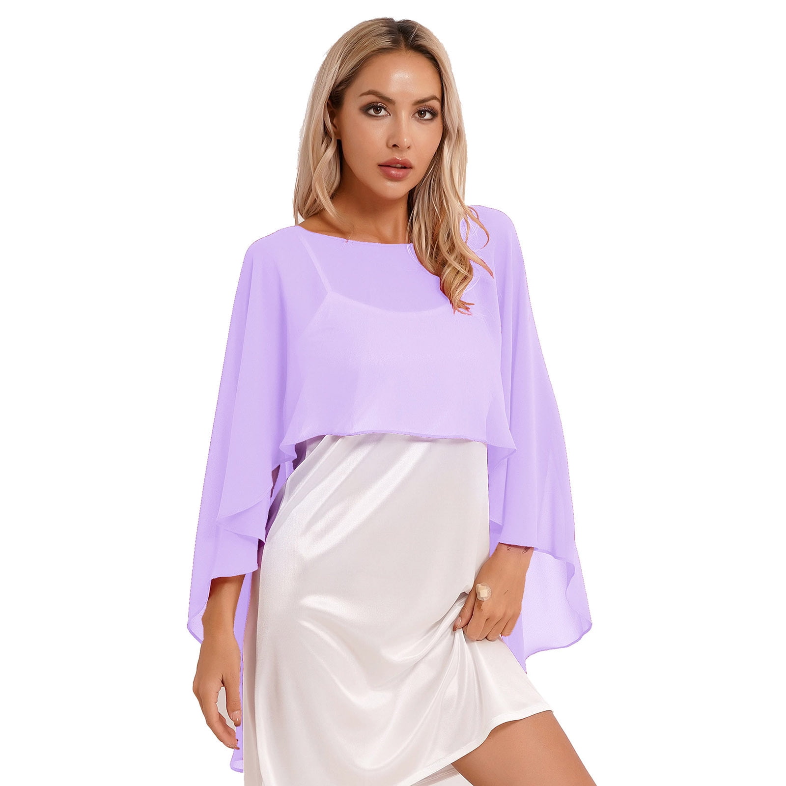 Miaeowve Women Soft Sheer Chiffon Bolero Shrug Wedding Capes Shawl Wrap ...
