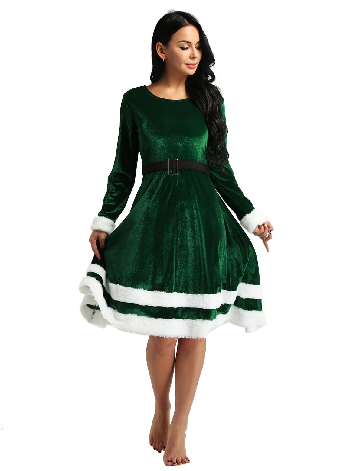 Miaeowve Womens Soft Velvet Mrs Santa Claus Costume Christmas Cosplay ...