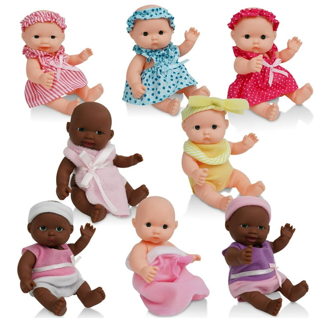 Miaio Mini Baby Dolls Set, Collection of 8 Assorted 5 inch in Colorful ...