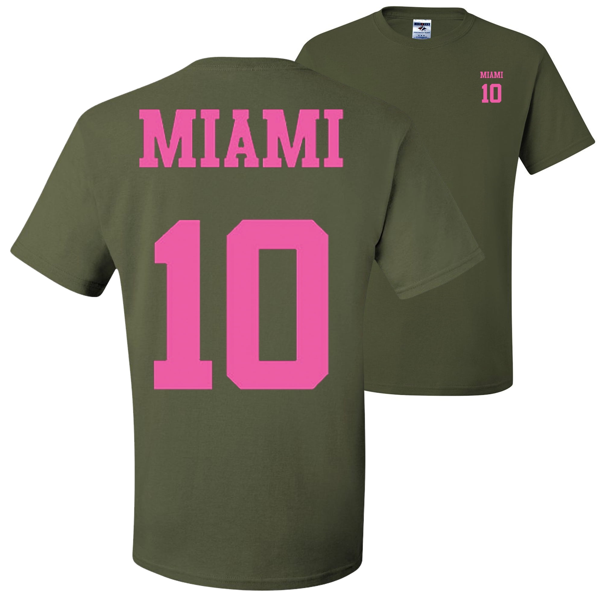 Miami 10 Soccer Lover FRONT AND BACK Mens T-shirts , Military Green ...