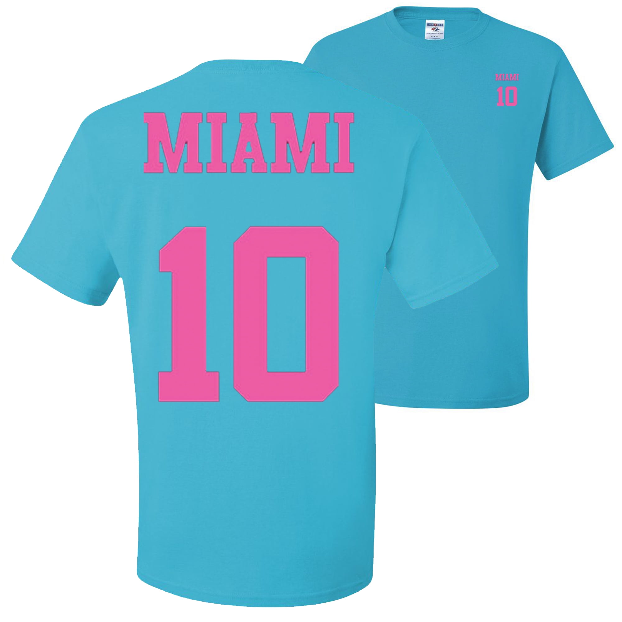 Miami 10 Soccer Lover FRONT AND BACK Mens T-shirts , Turquoise, 4XL ...