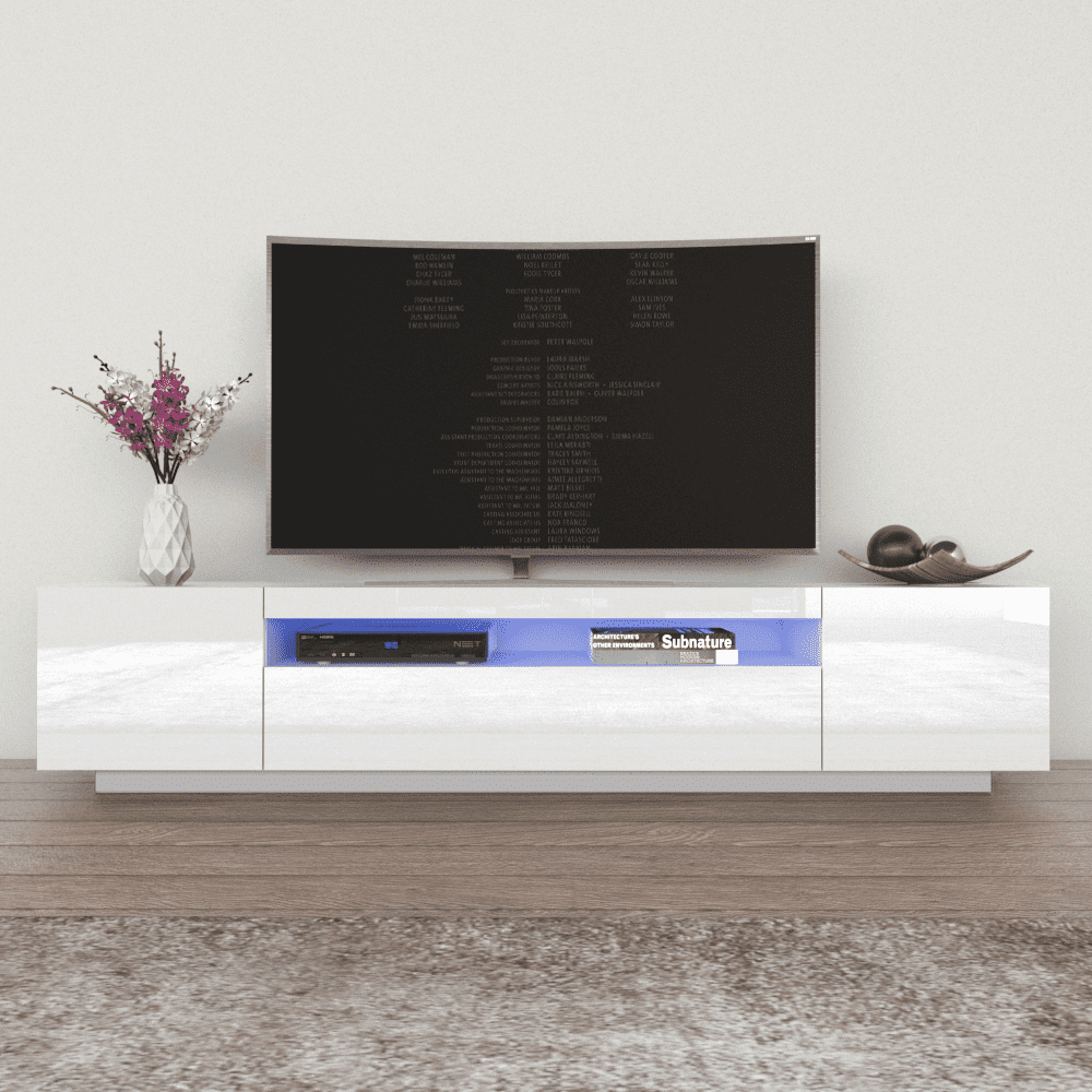 "Miami 200 High Gloss 79"" TV Stand with LED Lights, Fits up to 90 ...