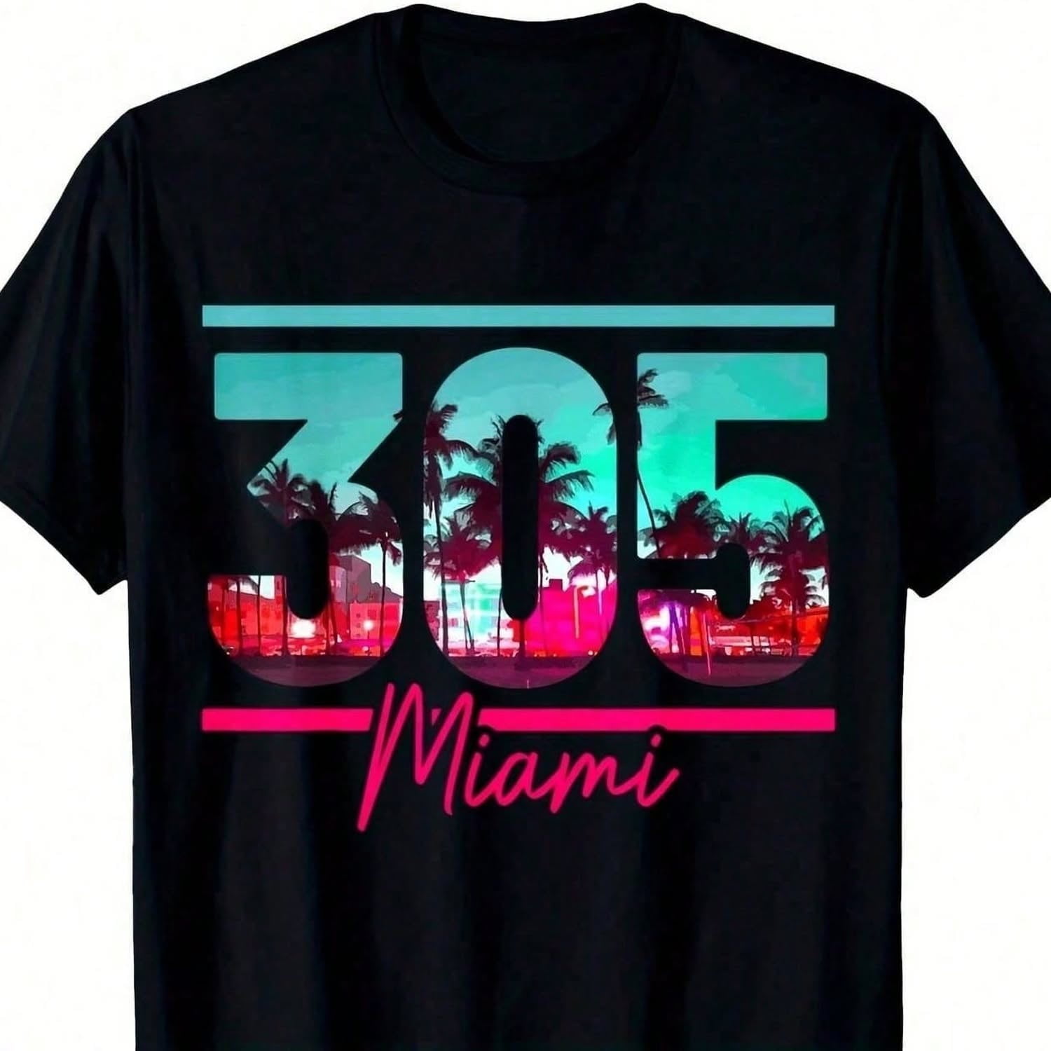 Miami 305 Area Code Florida Vintage Palm Trees Pride R T-S1Hirt ...