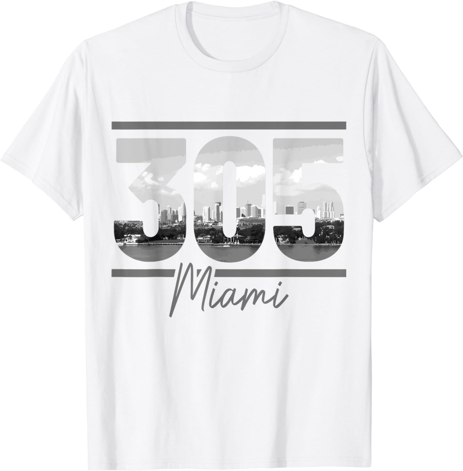 Miami 305 Area Code Skyline Florida Vintage T-Shirt - Walmart.com