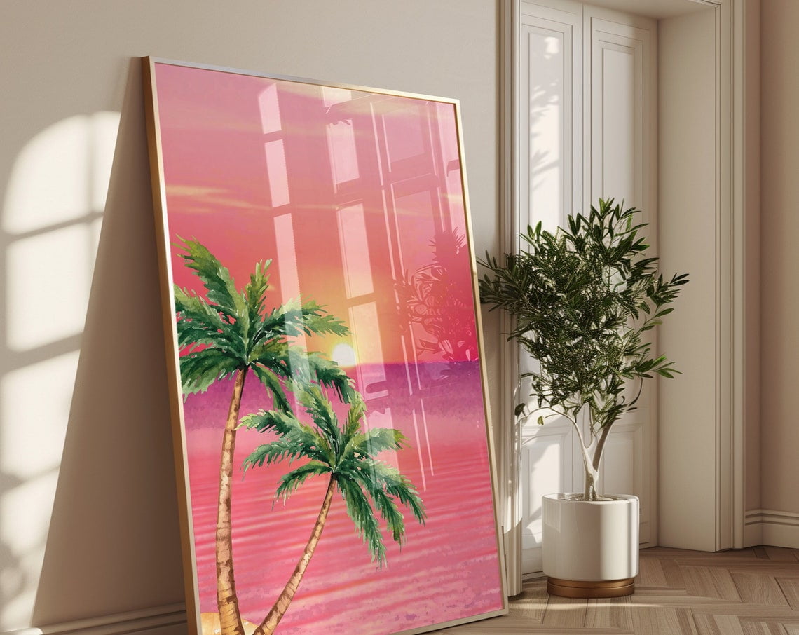 Miami 80S Beach Vibe Artwork! Boho, Minimalist Modern Art, Minimalist ...