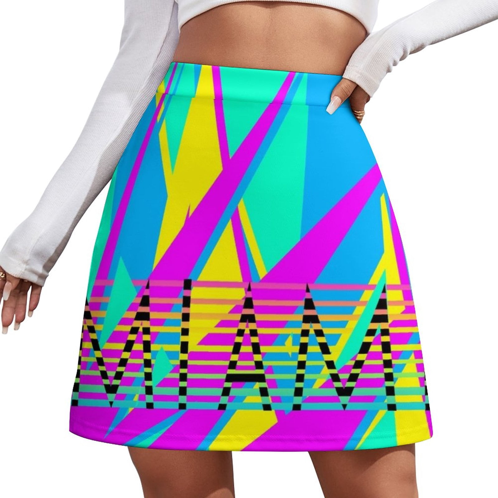 Miami 80s Sharp Neon Colors Retrowave edition Mini Skirt fashion korean ...