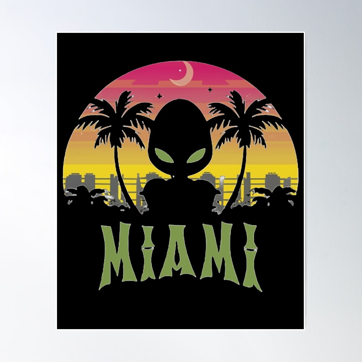 Miami Alien Poster Wall Art, Modern Wall Decor For Living Room Bedroom ...