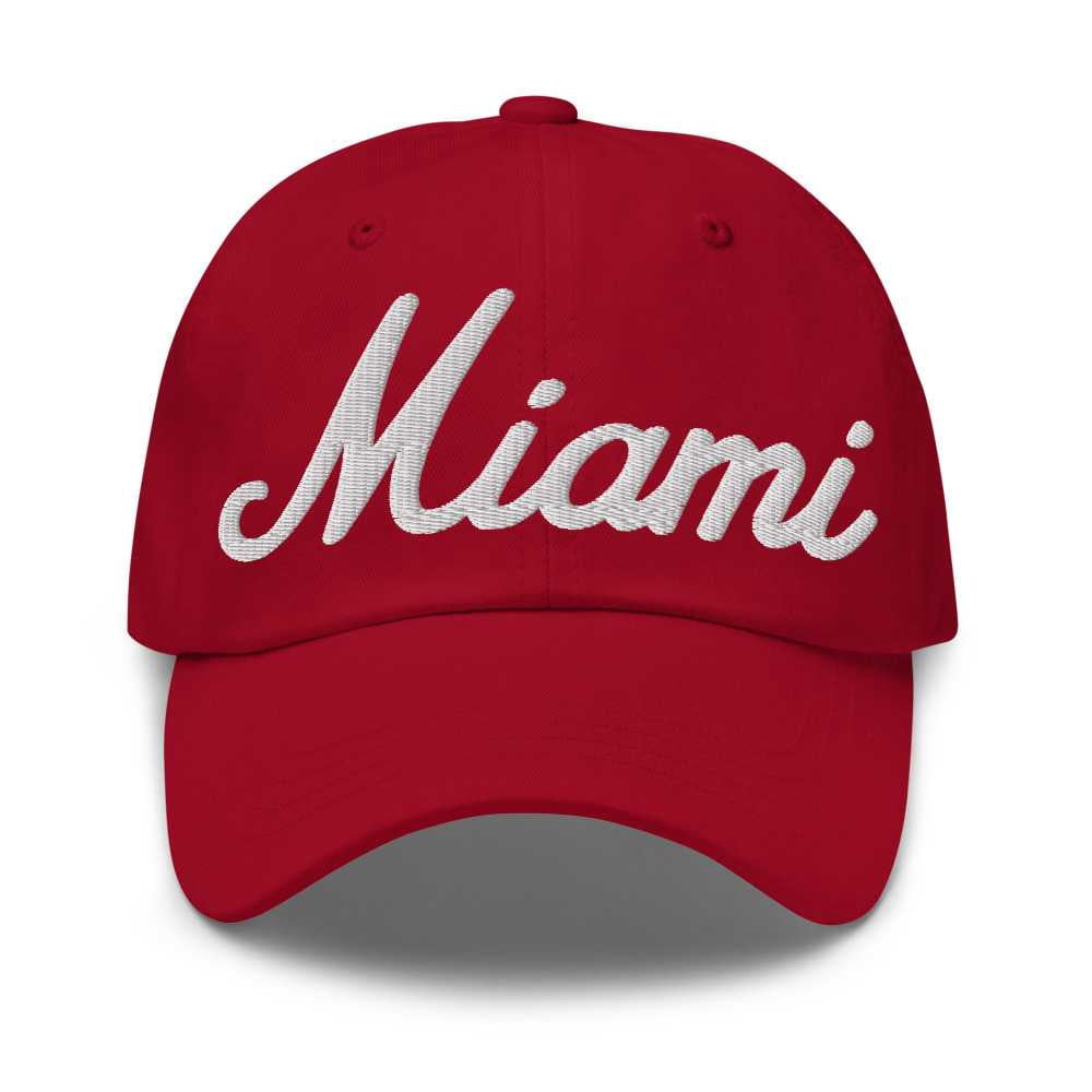 Miami Baseball Cap Miami Dad Hat Bold Script Florida FL Hat Embroidered ...