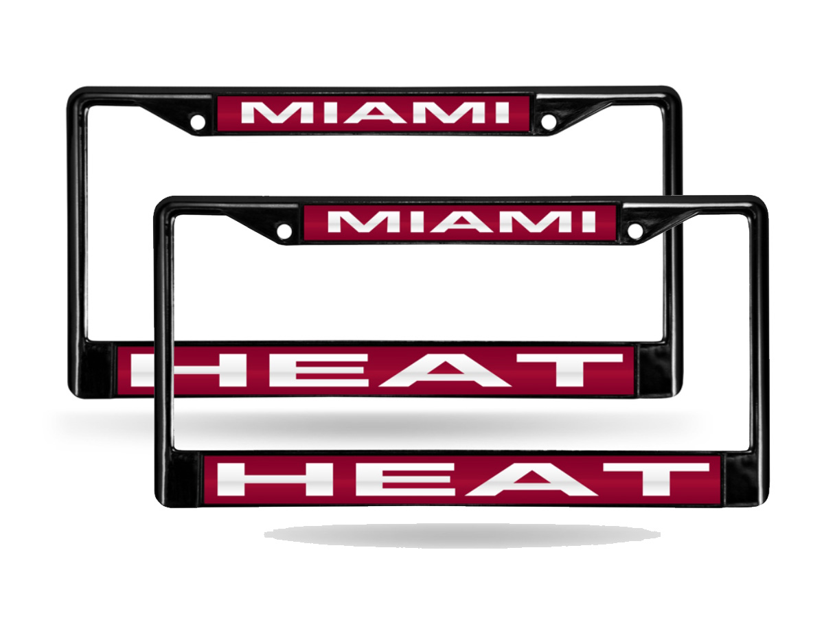 Miami Basketball Heat Black Metal Laser Cut License Plate Frame - Set ...