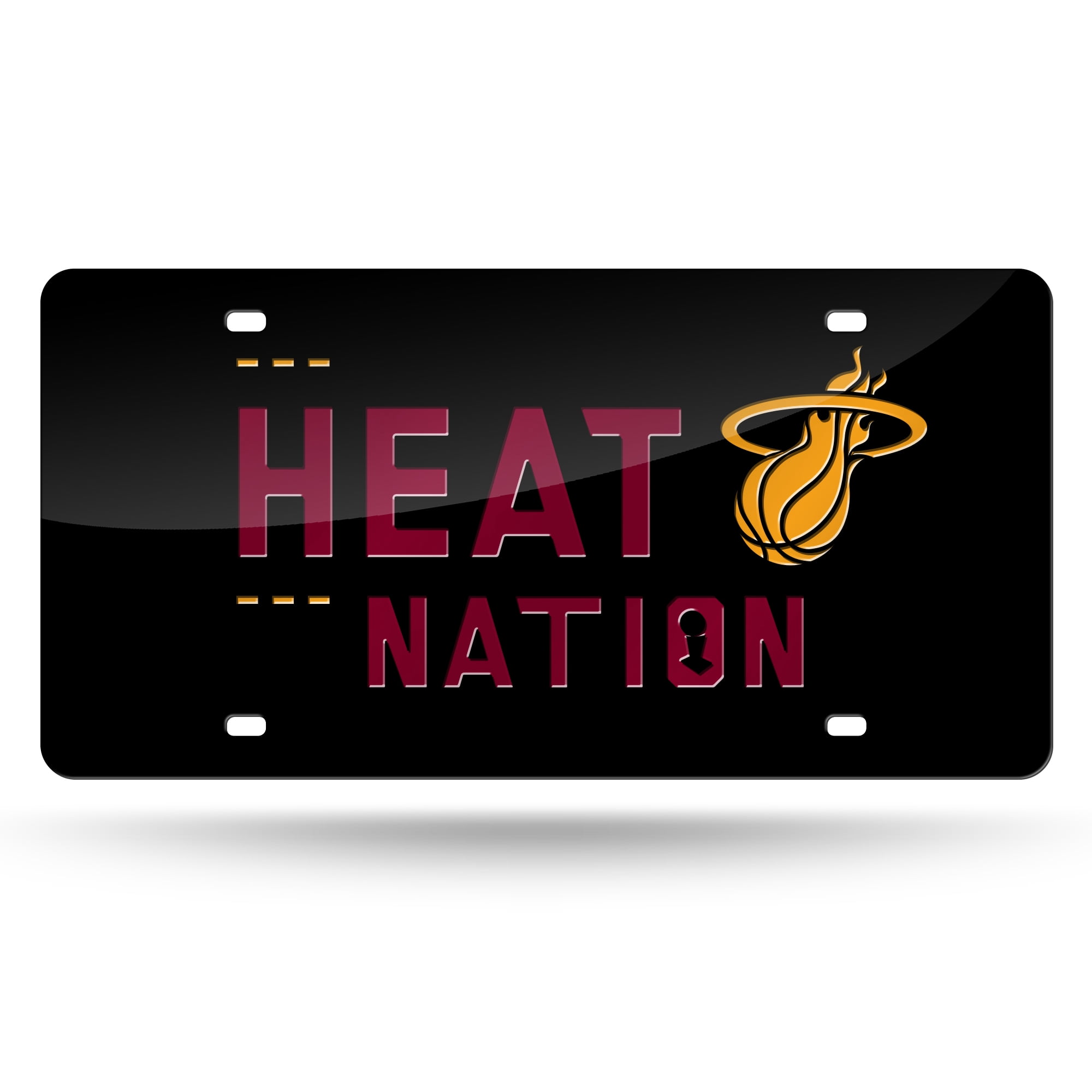Miami Basketball Heat Black Mirror Look Acrylic License Plate Laser Tag ...