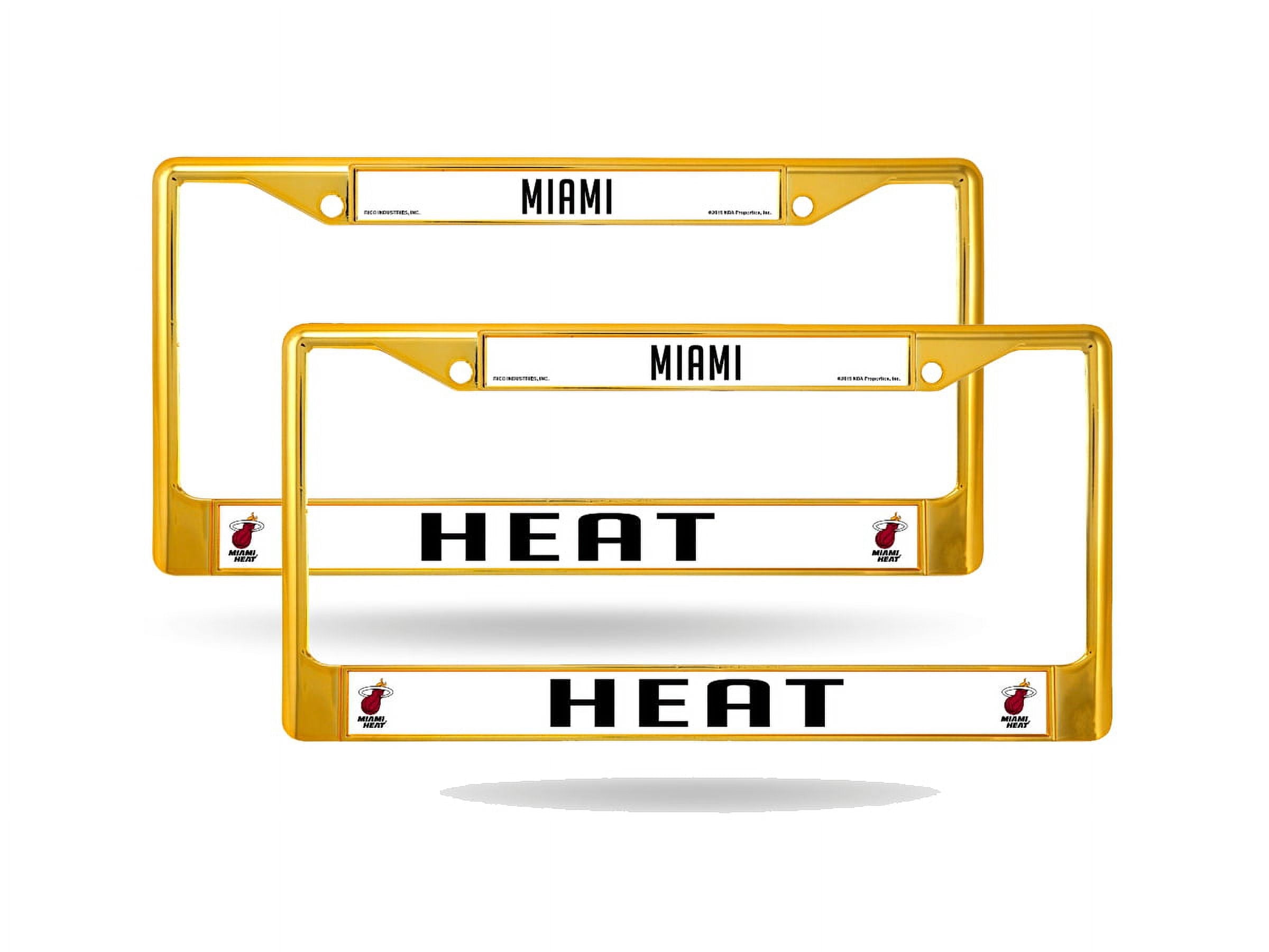 Miami Basketball Heat Gold Painted Chrome Metal License Plate Frame ...