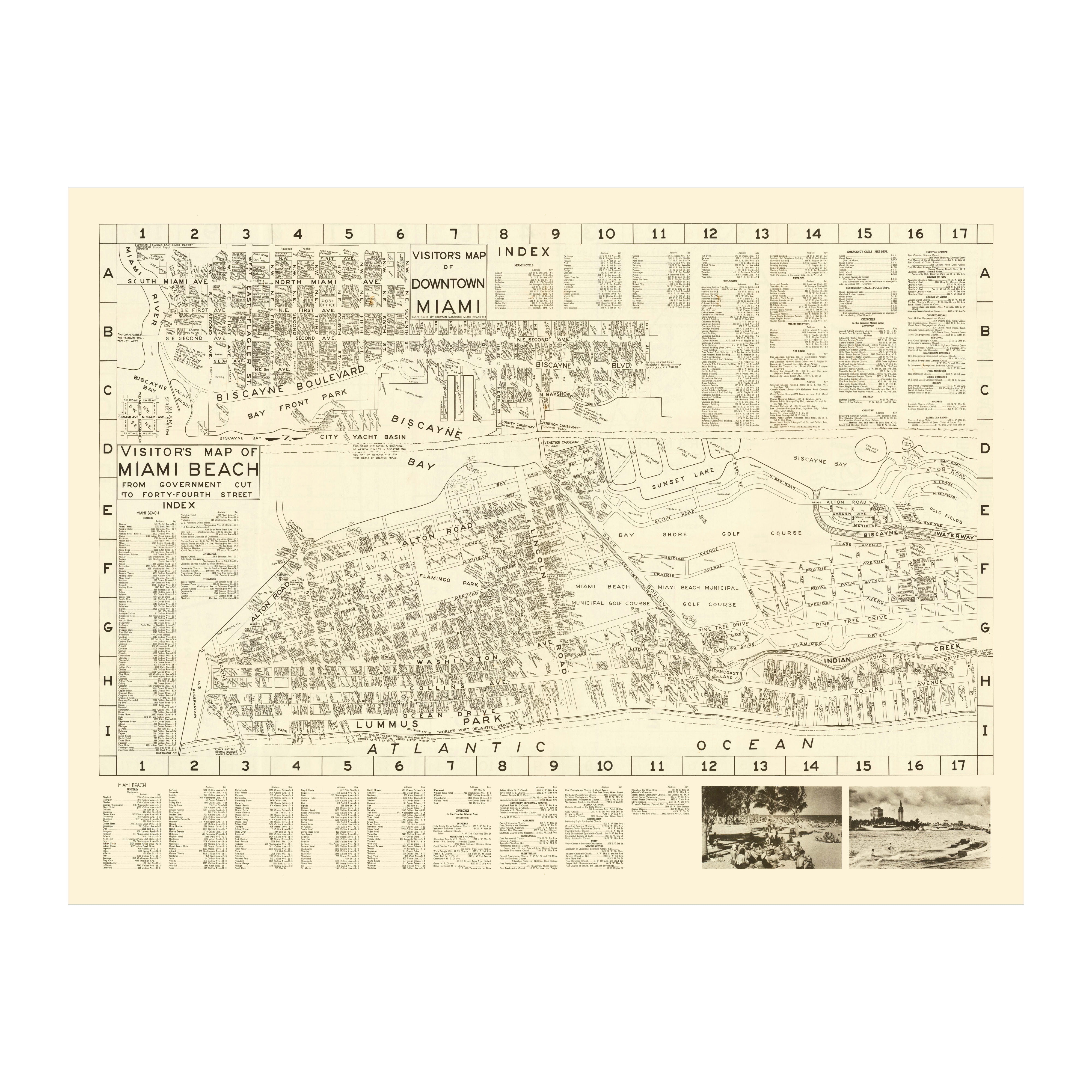 Miami Beach Art, 1935 Vintage Map of Miami Beach Florida, FL History ...