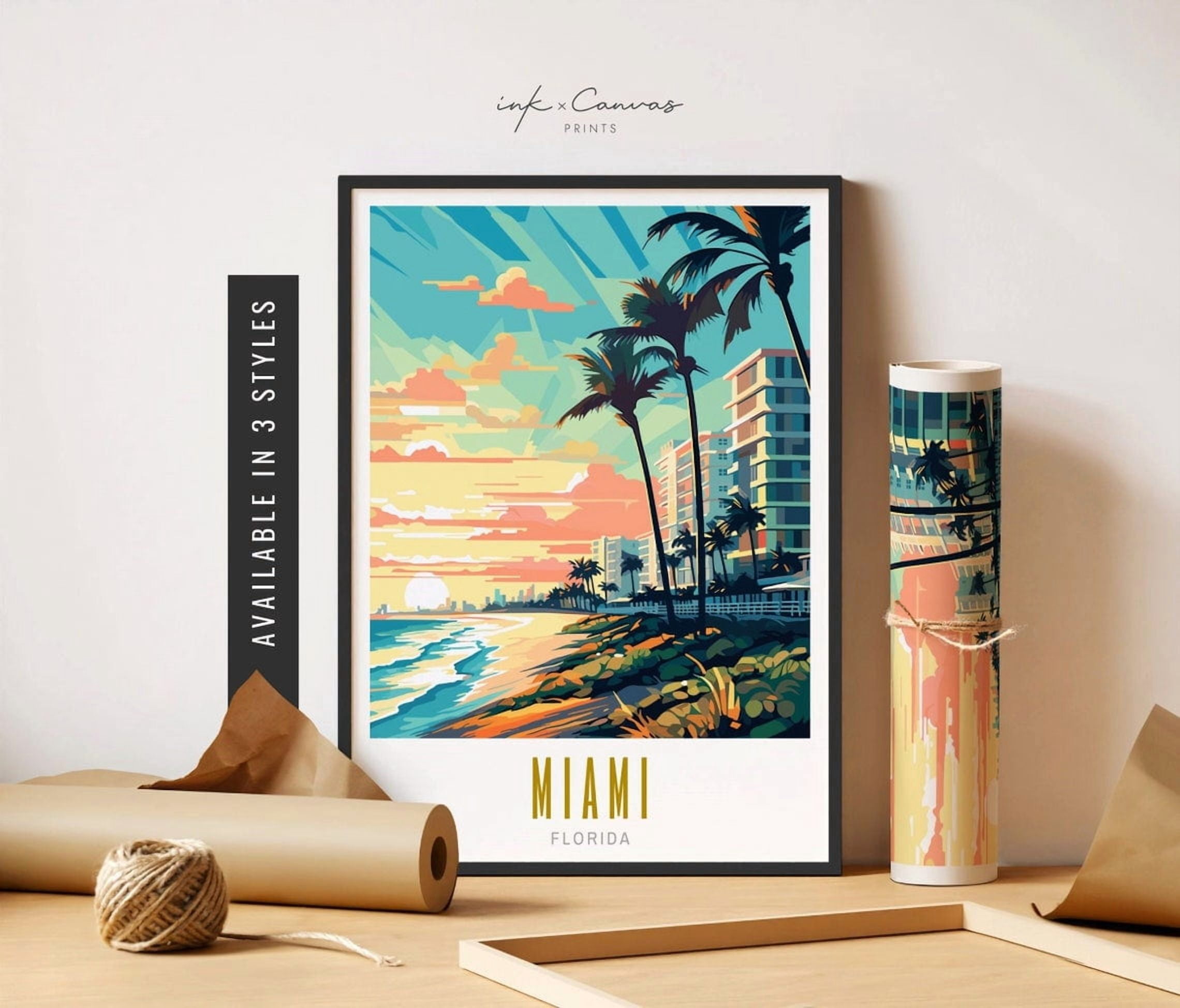 Miami Beach Art Poster Miami Travel Poster Florida Miami Beach Poster ...