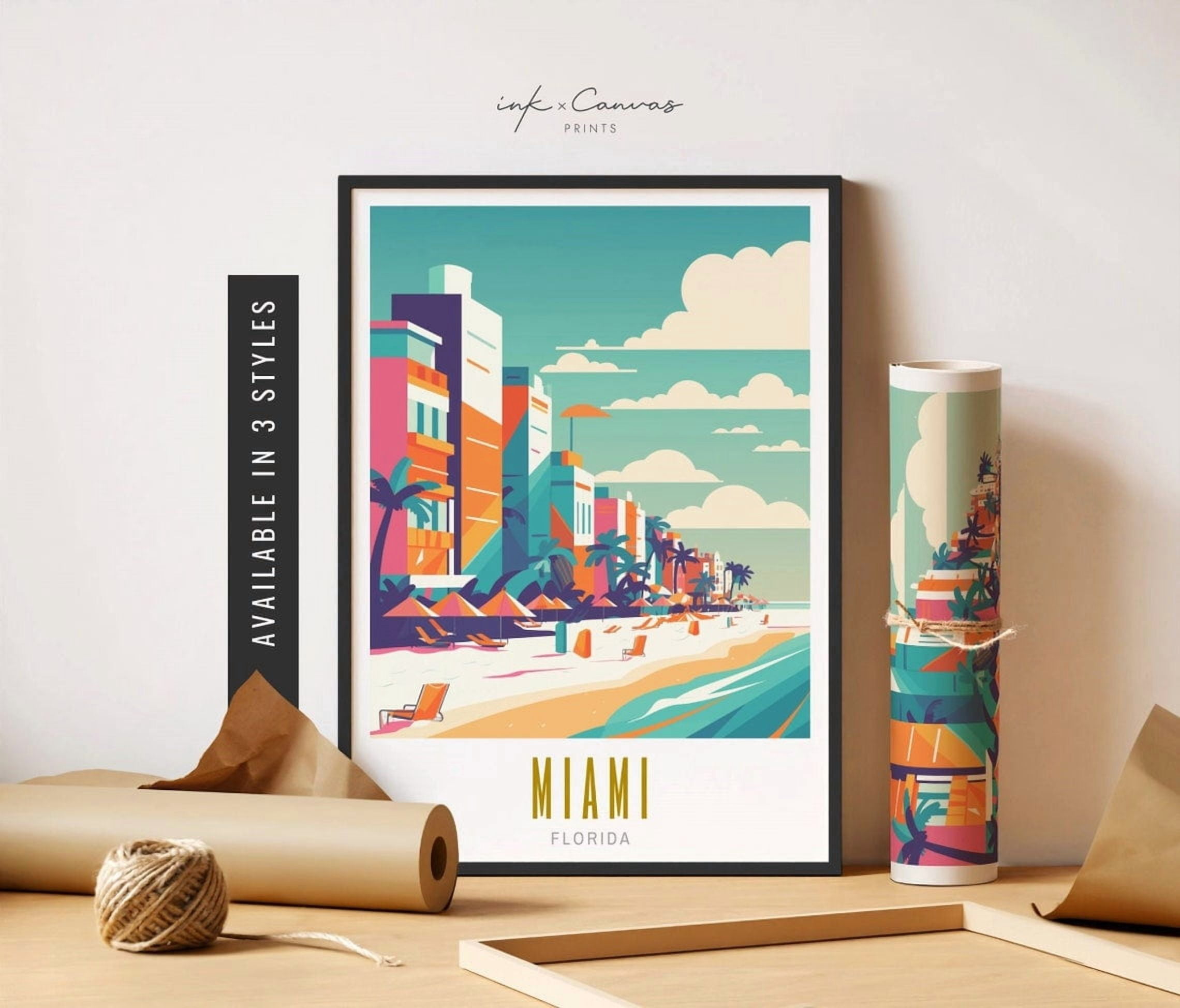 Miami Beach Art Poster Miami Travel Poster Florida Miami Beach Poster ...