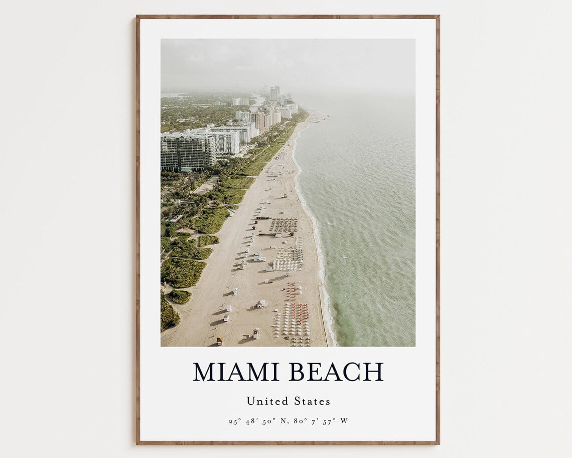 Miami Beach, Beach Art Print, Miami Beach Wall Art, Miami Beach Poster ...
