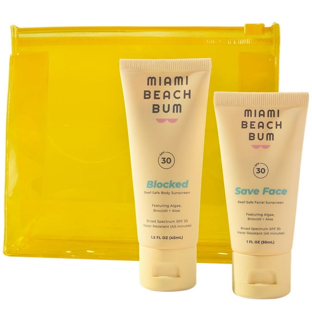 Miami Beach Bum Reef-Safe Mineral SPF30 Face and Body Sunscreen, Set of ...