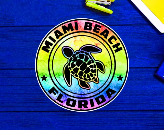 Miami Beach Florida Beach Sticker Decal Sticker Sea Turtle Phone Decal ...
