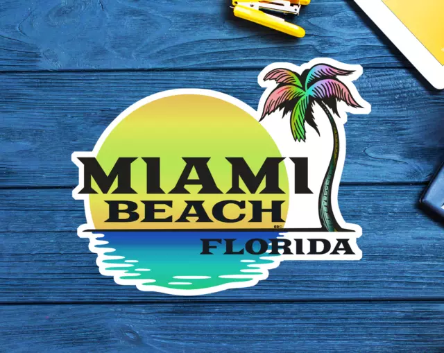 Miami Beach Florida Decal Sticker Sunset Palm Trees Phone Decal Water ...